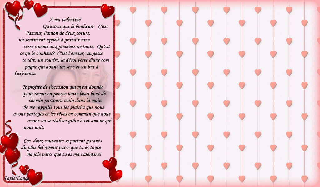 Papiers lettre St Valentin animes